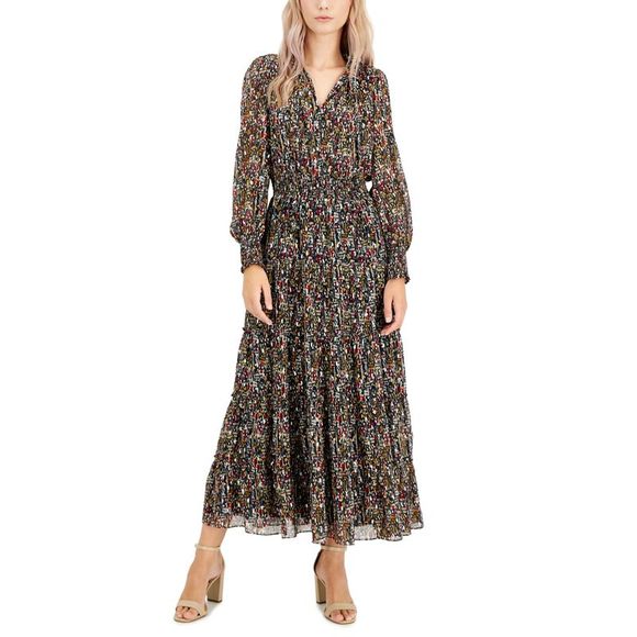 MSK | Dresses | Msk Womens Smocked Waist Printed Maxi Dress Red Size ...